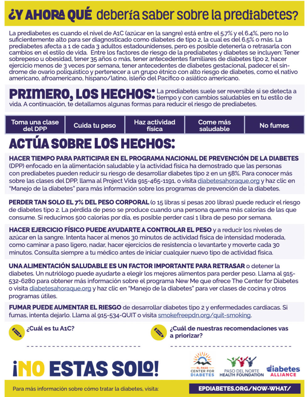 Hojas Informativas El Paso Center For Diabetes